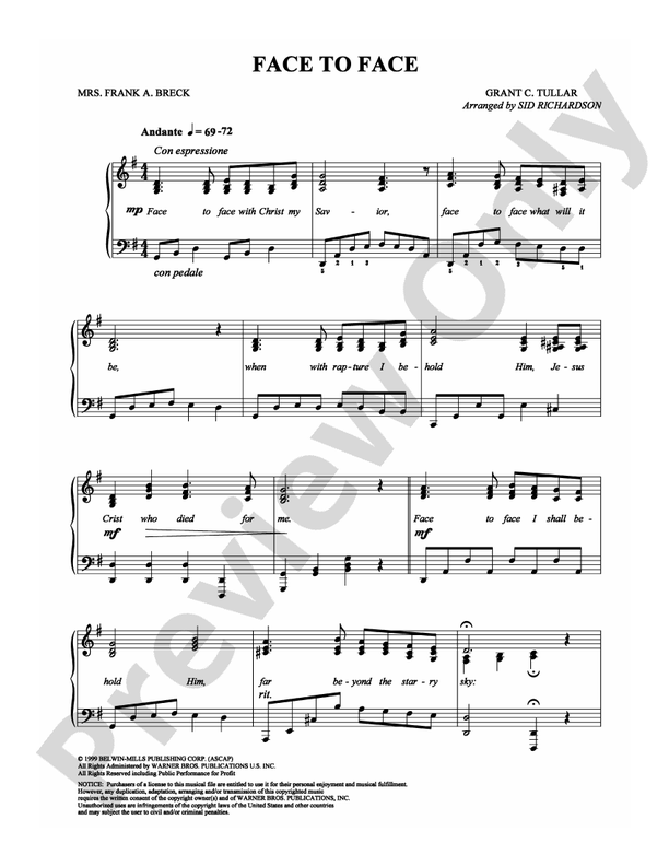 Face to Face: Piano: Grant C. Tullar - Digital Sheet Music Download