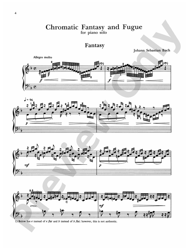 Bach: Chromatic Fantasy and Fugue (Ed. Hans Bischoff, translation by ...