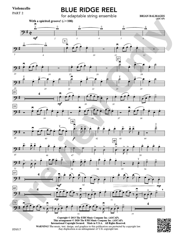 Blue Ridge Reel: Part 2 Violoncello: Part 2 Violoncello Part: Brian ...