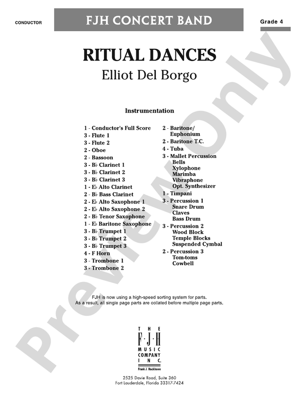 Ritual Dances: : Elliot Del Borgo - Digital Sheet Music Download