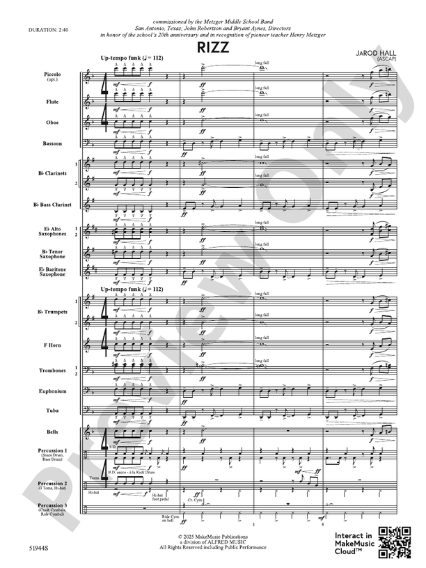 Rizz: Concert Band Conductor Score & Parts: JaRod Hall - Digital Sheet ...