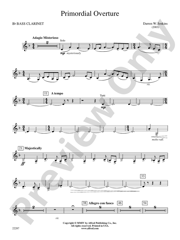 Primordial Overture: B-flat Bass Clarinet: B-flat Bass Clarinet Part - Digital Sheet Music Download