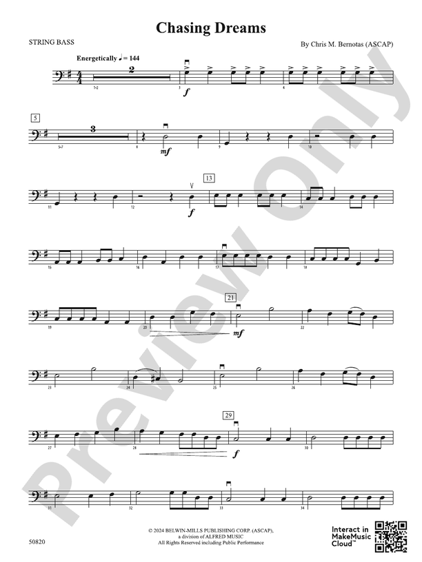 Chasing Dreams: String Bass: String Bass Part - Digital Sheet Music ...