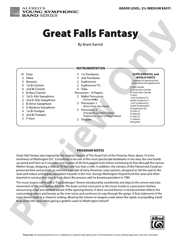 Great Falls Fantasy: Score: Concert Band Score - Digital Sheet Music ...