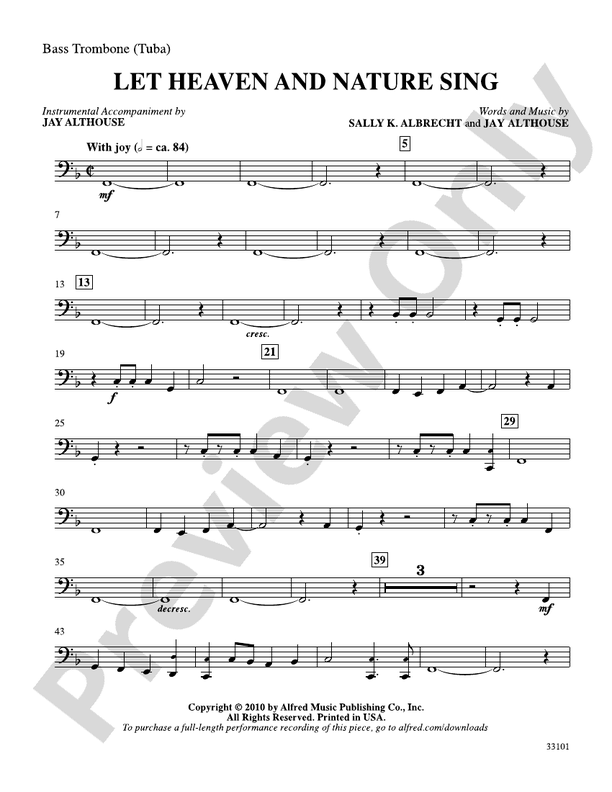 Let Heaven and Nature Sing: 2nd Trombone: 2nd Trombone Part - Digital Sheet Music Download