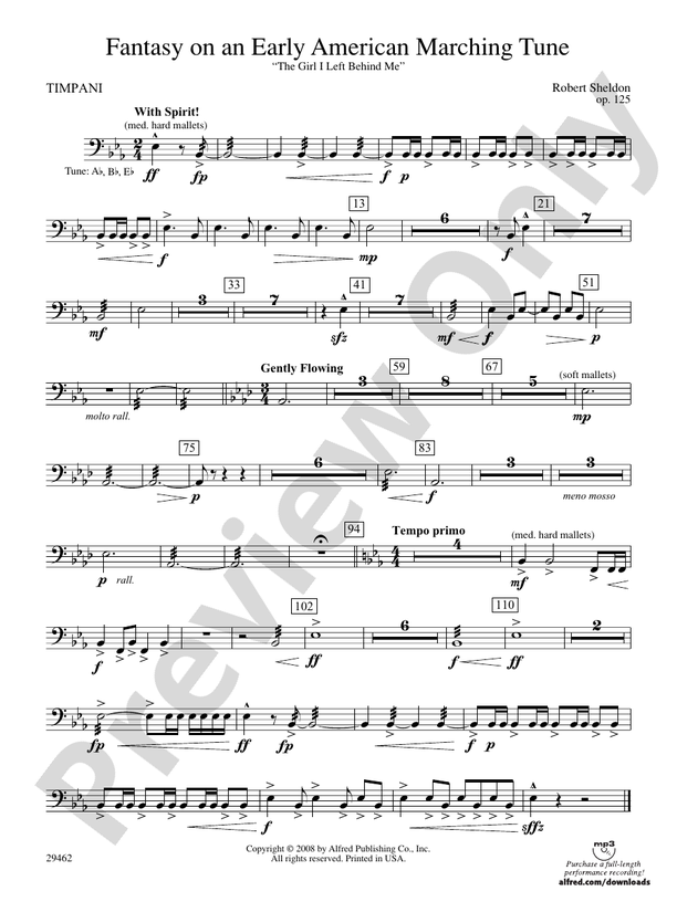 Fantasy on an Early American Marching Tune: Timpani: Timpani Part ...