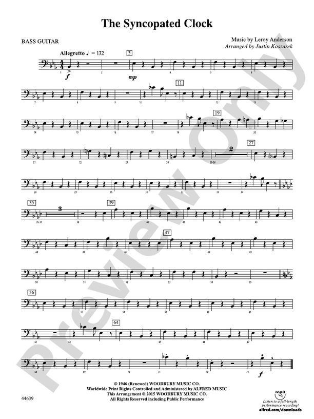 The Syncopated Clock: String Bass: String Bass Part - Digital Sheet ...