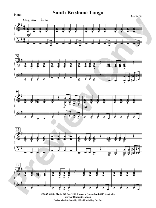 South Brisbane Tango: Piano Accompaniment: Piano Accompaniment Part ...