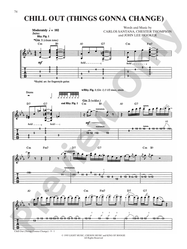 Chill Out (Things Gonna Change): Guitar: Santana - Digital Sheet Music ...
