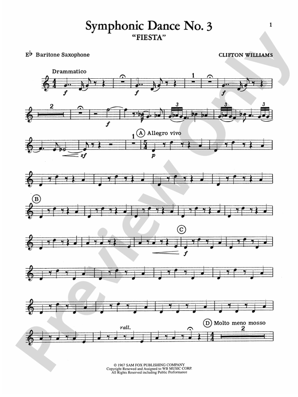 Symphonic Dance No. 3 ("Fiesta"): E-flat Baritone Saxophone: E-flat Baritone Saxophone Part ...
