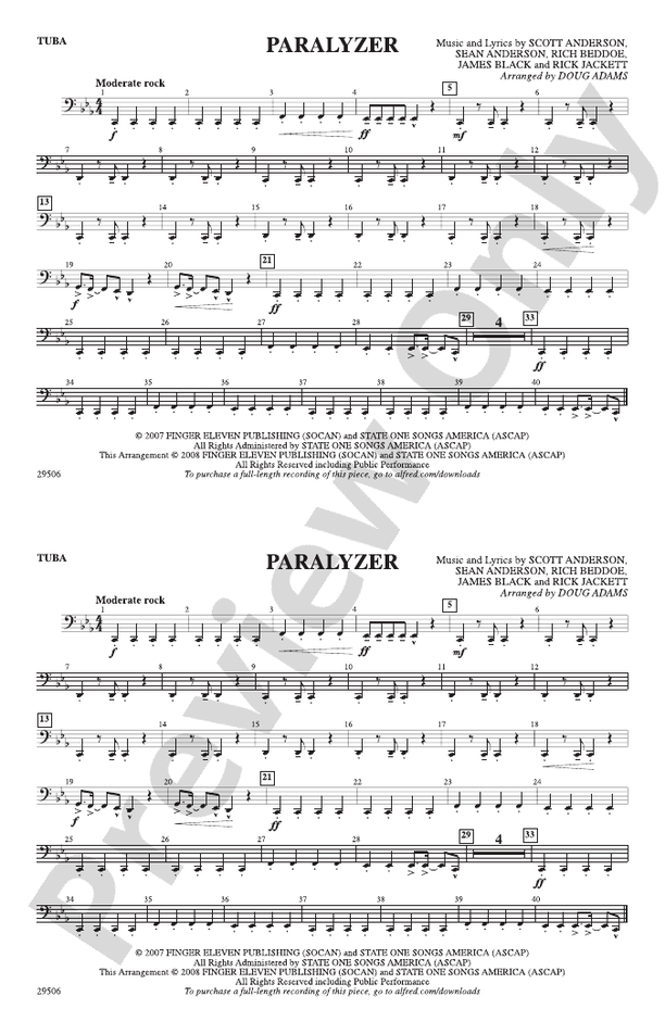 Paralyzer: Tuba: Tuba Part - Digital Sheet Music Download