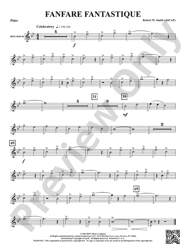 Fanfare Fantastique: 1st Flute: 1st Flute Part: Robert W. Smith ...