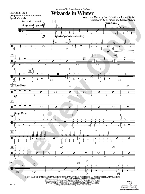 Wizards in Winter: 2nd Percussion: 2nd Percussion Part - Digital Sheet ...