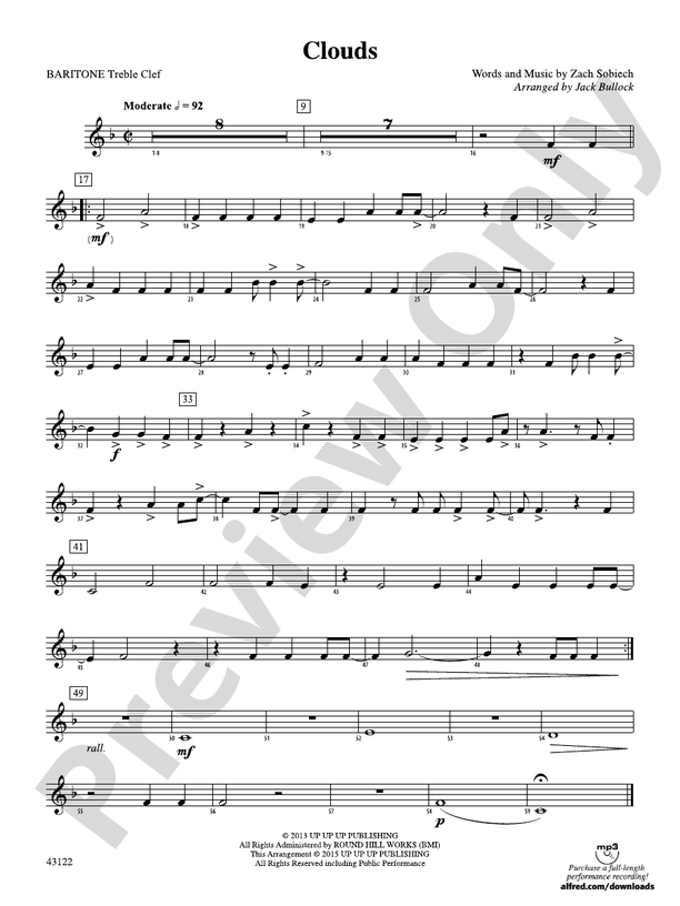 Clouds: Baritone T.C.: Baritone T.C. Part - Digital Sheet Music Download
