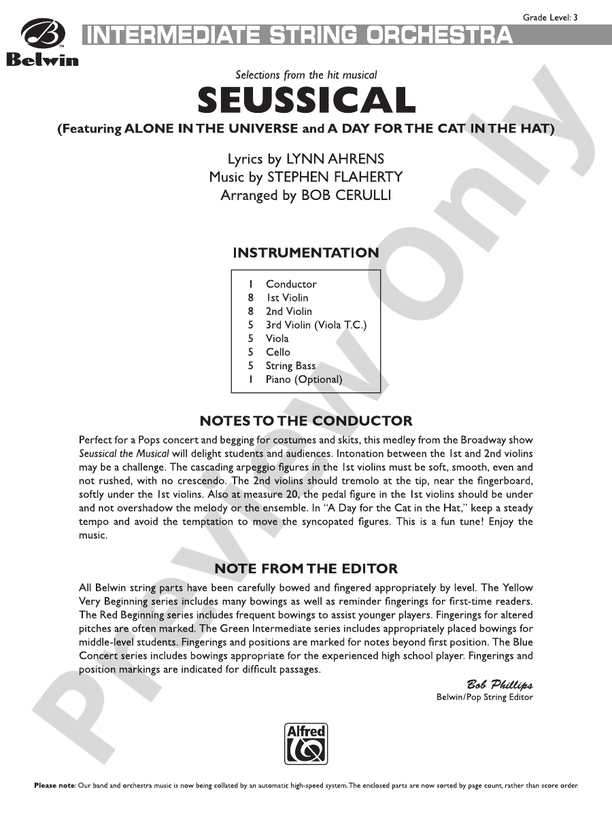 Seussical the Musical, Selections from: Score: String Orchestra Score ...