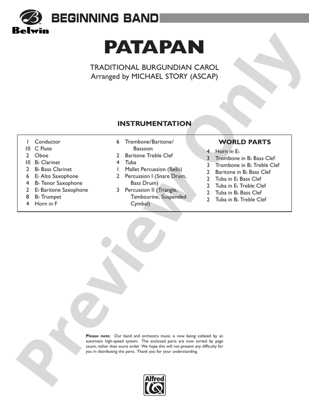 Patapan: Score: Concert Band Score - Digital Sheet Music Download
