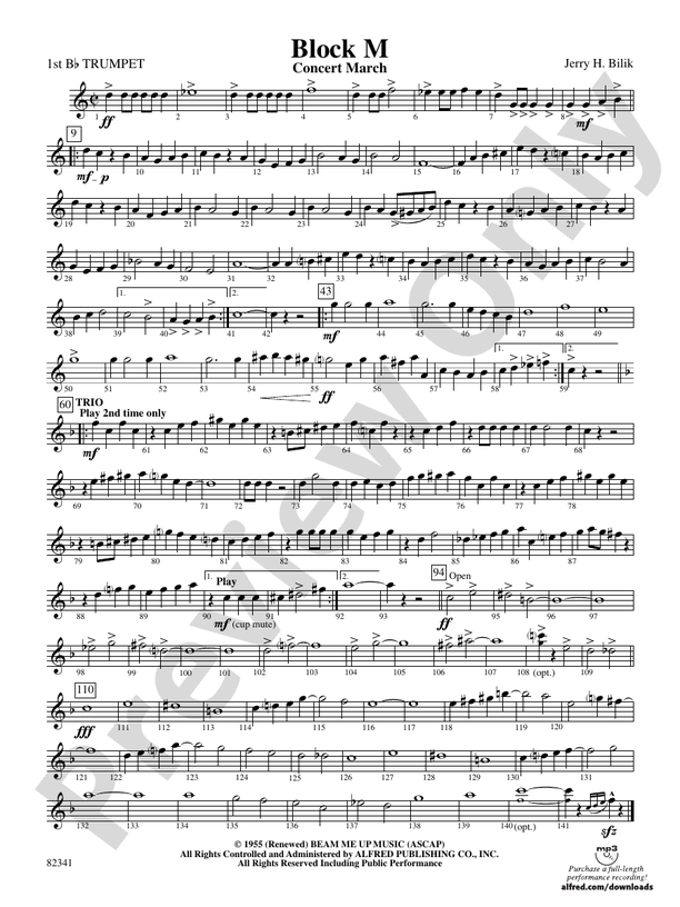 Block M: 1st B-flat Trumpet: 1st B-flat Trumpet Part - Digital Sheet ...