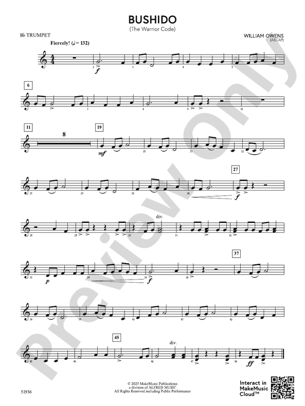 Bushido: 1st B-flat Trumpet: 1st B-flat Trumpet Part - Digital Sheet ...
