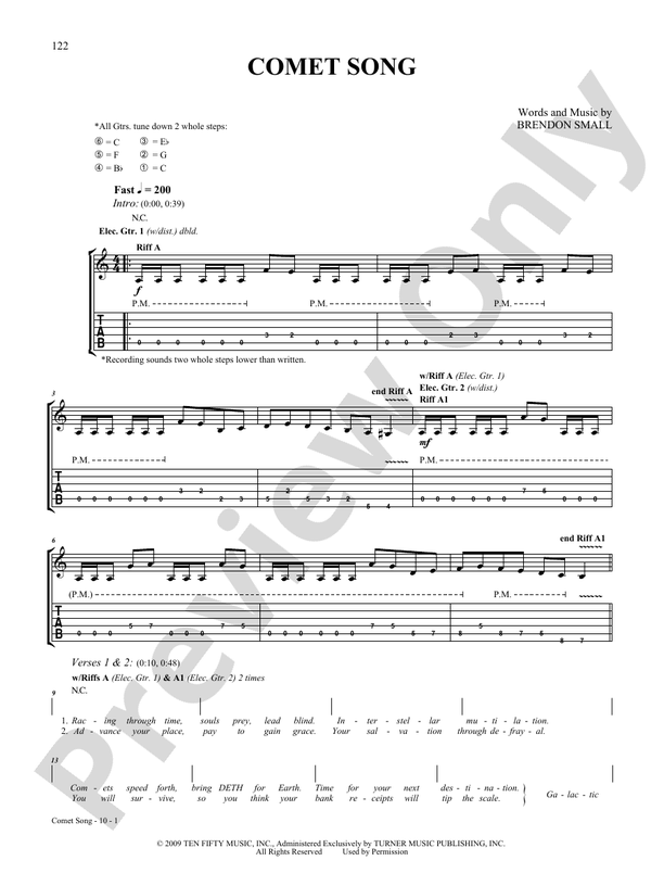 Comet Song: Guitar: Dethklok - Digital Sheet Music Download