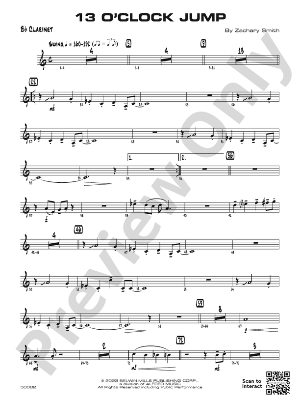 13 O'Clock Jump: 1st B-flat Clarinet: 1st B-flat Clarinet Part ...