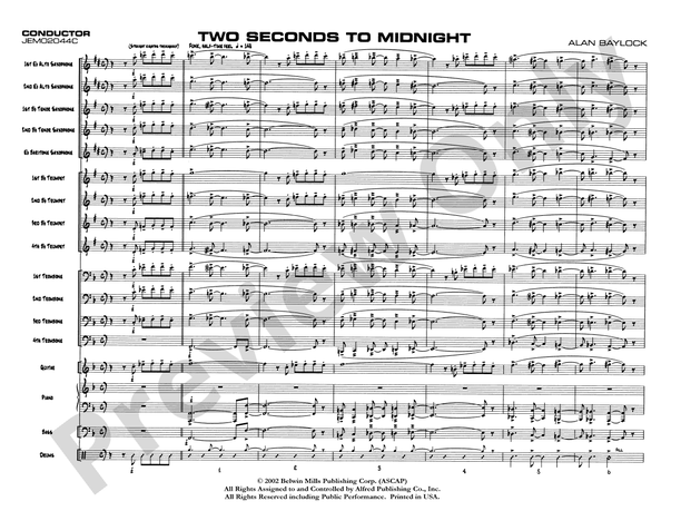 Two Seconds to Midnight: Jazz Ensemble Conductor Score & Parts: Alan ...