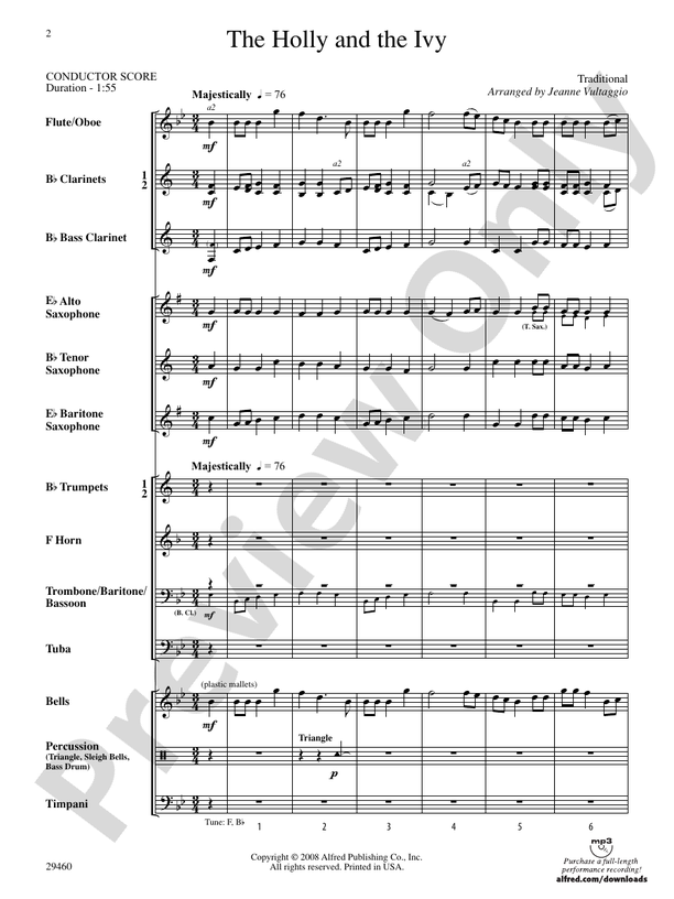 The Holly and the Ivy: Concert Band Conductor Score & Parts: Jeanne ...