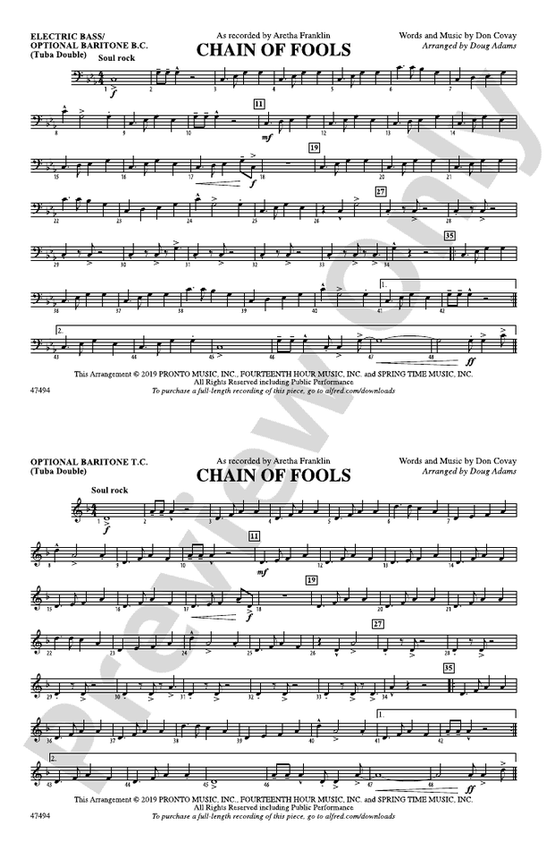 Chain of Fools: Electric Bass: Electric Bass Part - Digital Sheet Music Download