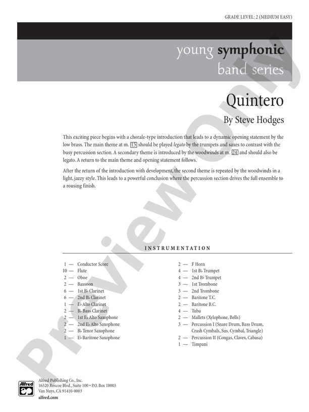 Quintero: Concert Band Conductor Score & Parts: Steve Hodges - Digital ...