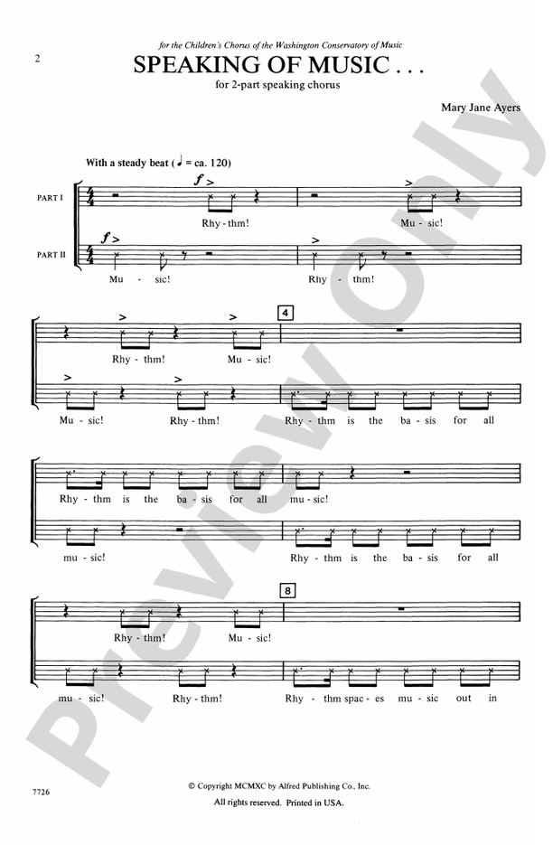 Speaking of Music: 2-Part Speaking Chorus Choral Octavo: Mary Jane ...