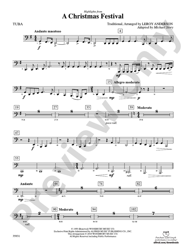 A Christmas Festival, Highlights from: Tuba: Tuba Part - Digital Sheet ...