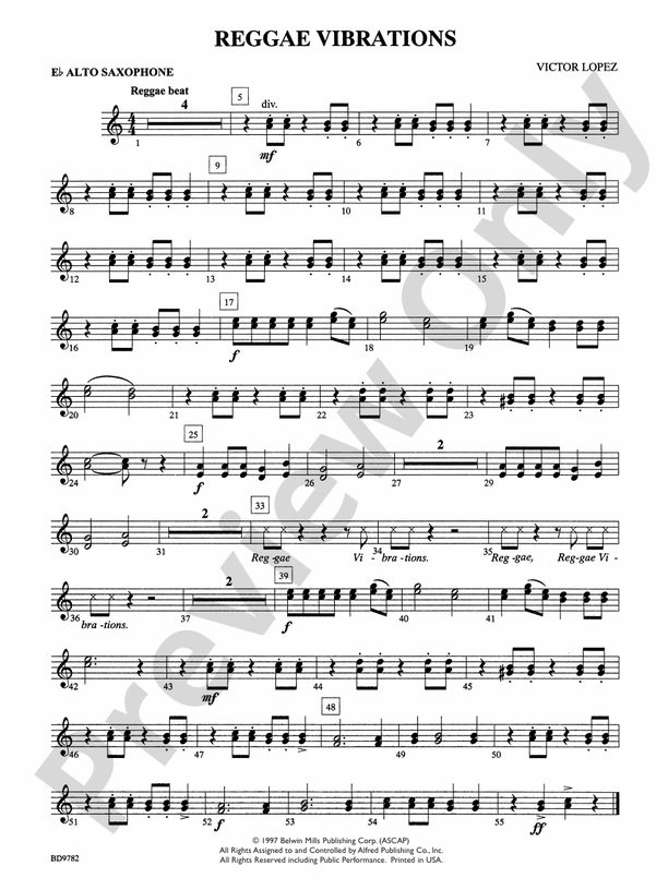 Reggae Vibrations: E-flat Alto Saxophone: E-flat Alto Saxophone Part ...