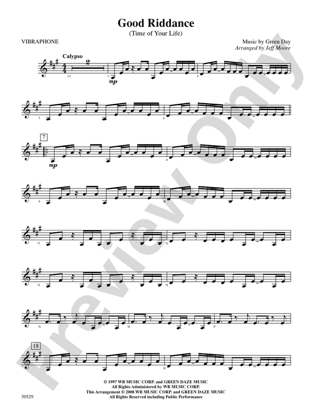 Good Riddance (Time of Your Life): Vibraphone: Vibraphone Part ...
