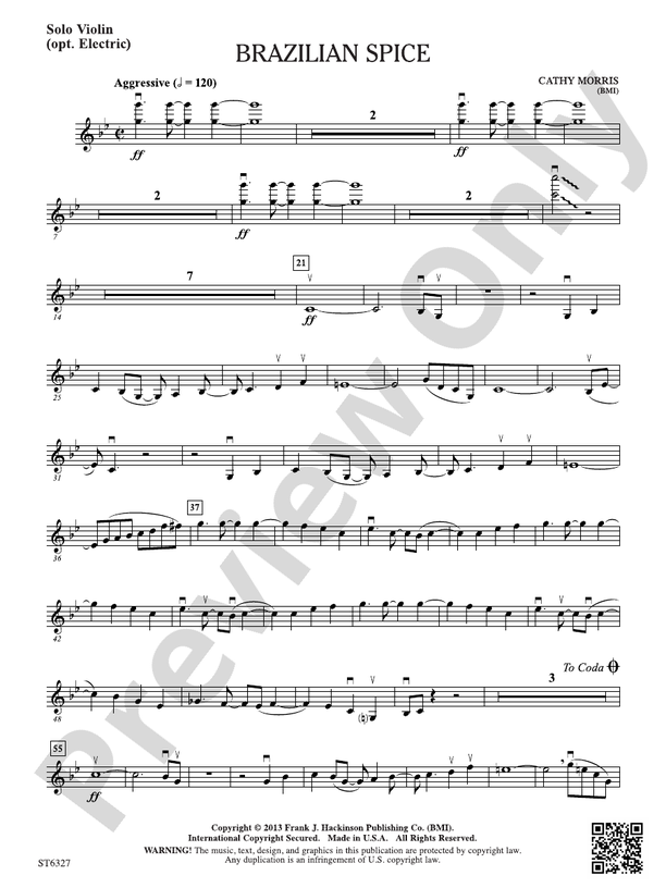Brazilian Spice: Solo Violin (opt. Electric): Solo Violin (opt ...