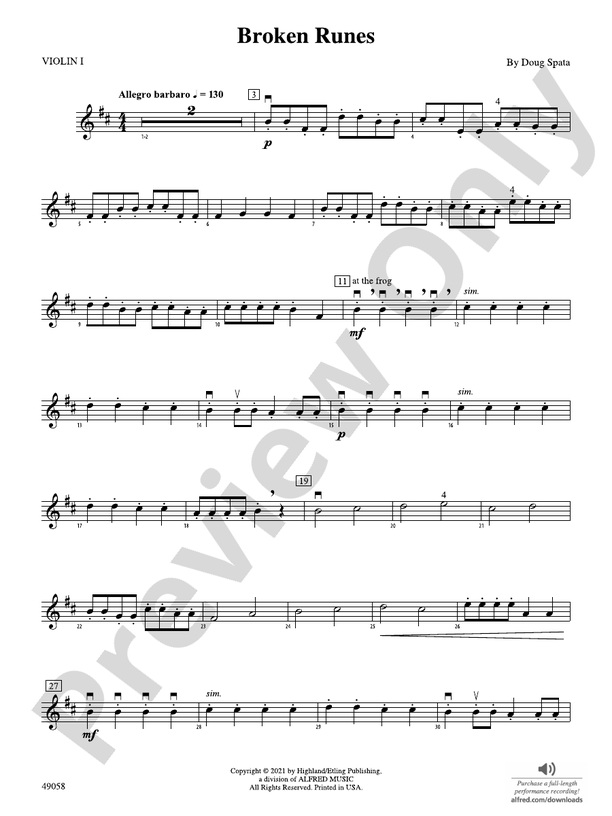 Broken Runes: 1st Violin: 1st Violin Part - Digital Sheet Music Download