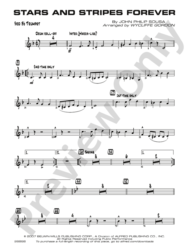 Stars and Stripes Forever: 3rd B-flat Trumpet: 3rd B-flat Trumpet Part - Digital Sheet Music ...