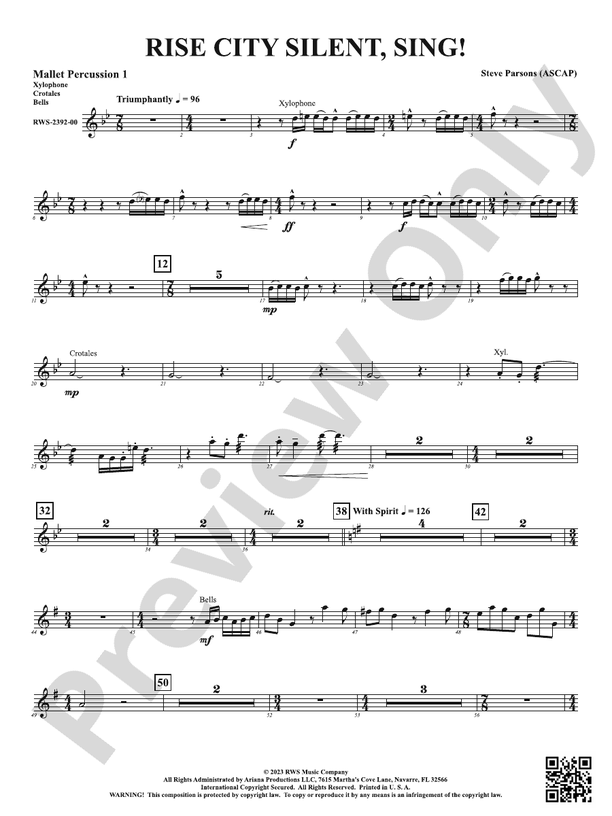 Rise City Silent, Sing!: 1st Mallet Percussion: 1st Mallet Percussion ...