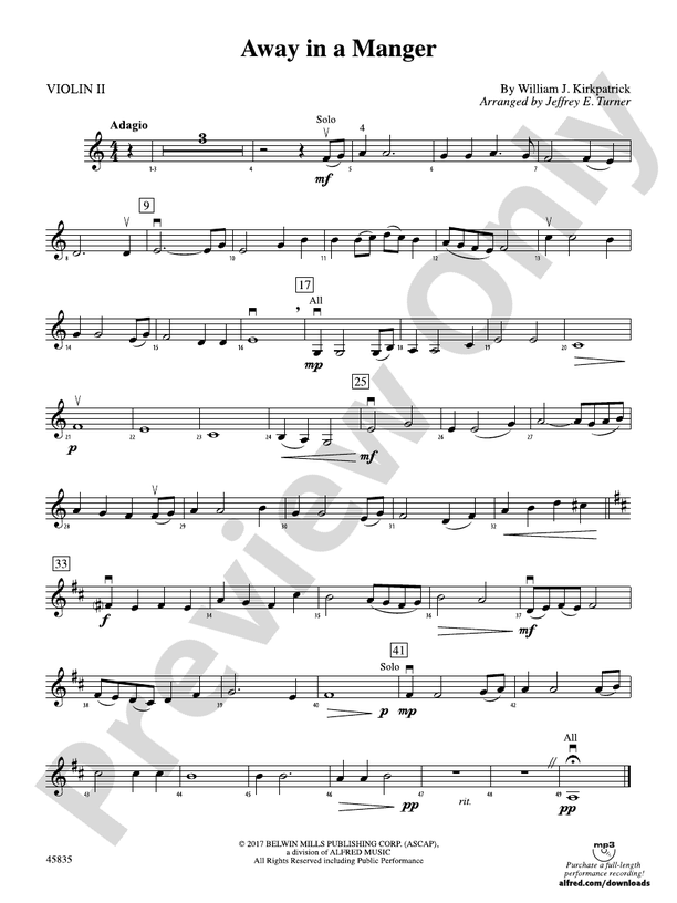 Away in a Manger: 2nd Violin: 2nd Violin Part - Digital Sheet Music ...