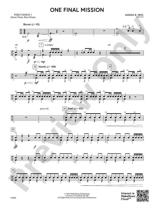 One Final Mission: 1st Percussion: 1st Percussion Part - Digital Sheet ...