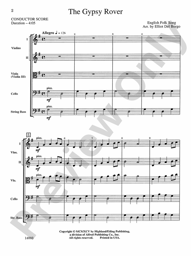 The Gypsy Rover: Score: String Orchestra Score - Digital Sheet Music ...