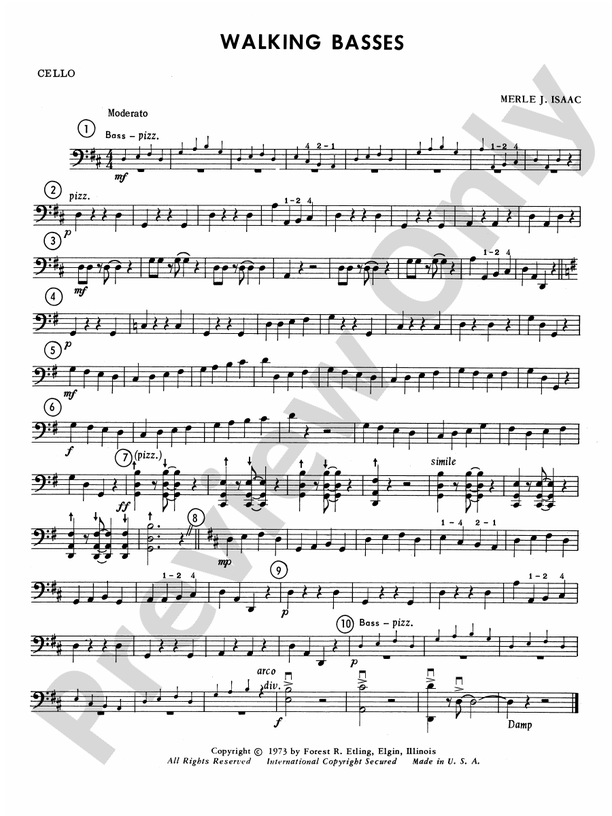 Walking Basses: Cello: Cello Part - Digital Sheet Music Download