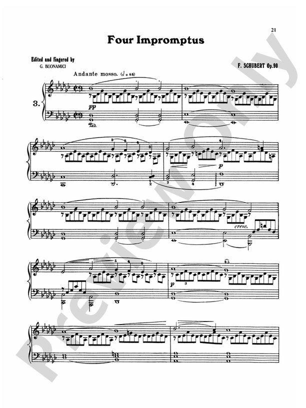 Schubert: Four Impromptus, Op. 90 (Ed. Giuseppe Buonamici): Andante Mosso, in G flat Part ...