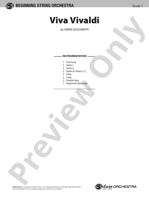 Viva Vivaldi: Score: String Orchestra Score - Digital Sheet Music Download