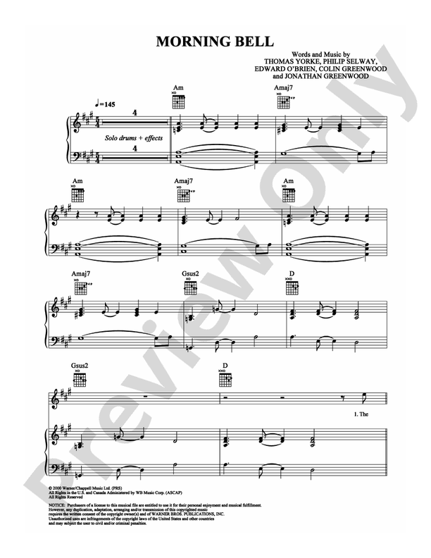 Morning Bell: Piano/Vocal/Chords: Radiohead - Digital Sheet Music Download