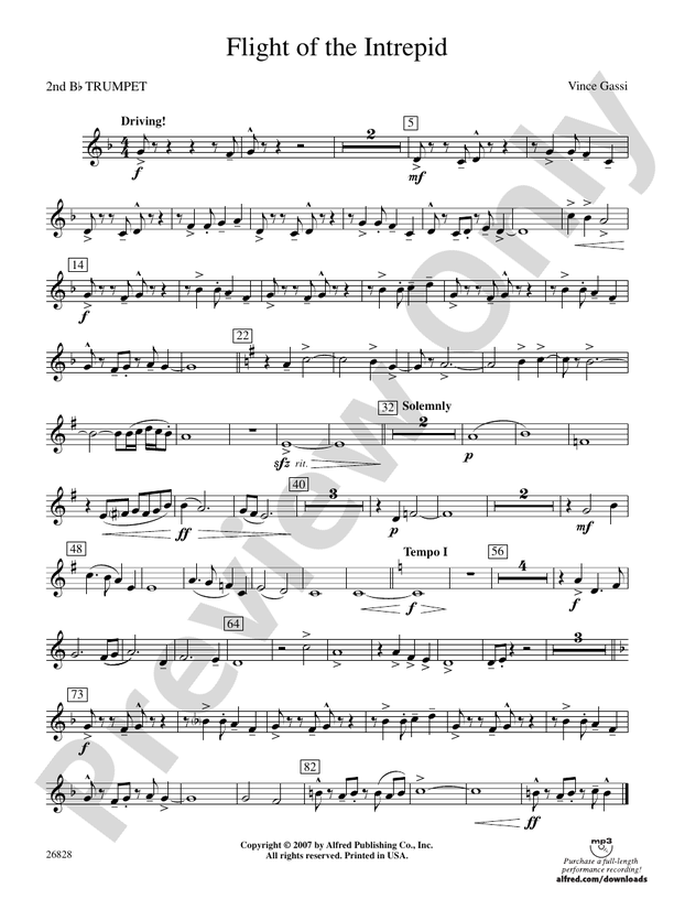 Flight of the Intrepid: 2nd B-flat Trumpet: 2nd B-flat Trumpet Part - Digital Sheet Music Download