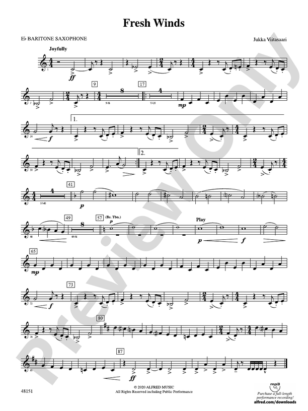Fresh Winds: E-flat Baritone Saxophone: E-flat Baritone Saxophone Part - Digital Sheet Music ...