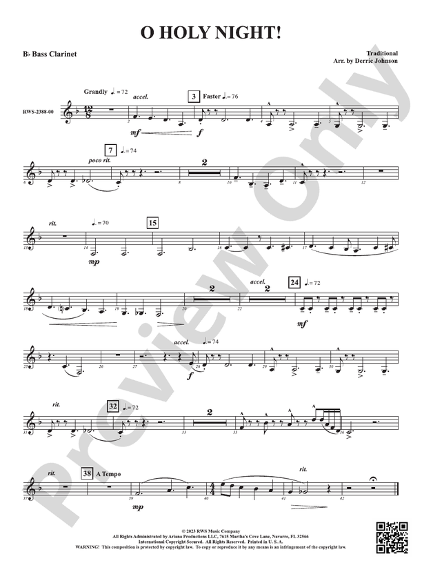 O Holy Night!: Bass Clarinet: Bass Clarinet Part - Digital Sheet Music ...