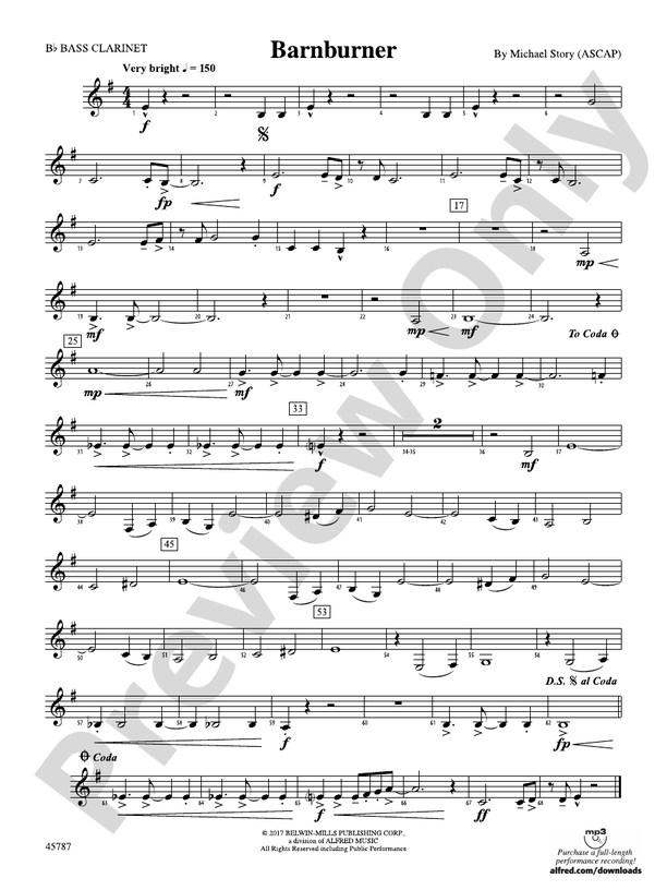 Barnburner: B-flat Bass Clarinet: B-flat Bass Clarinet Part - Digital ...