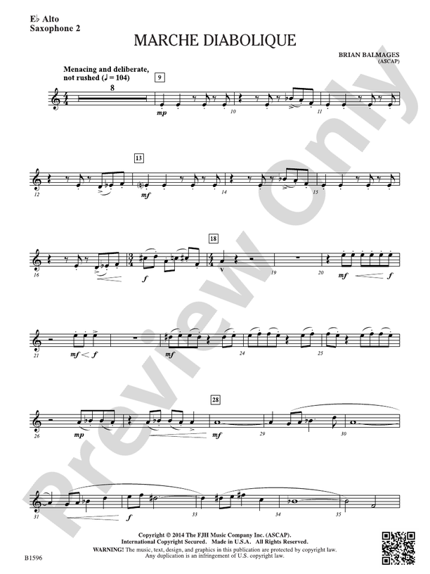 Marche Diabolique: E-flat Alto Saxophone 2: E-flat Alto Saxophone 2 Part: Brian Balmages ...