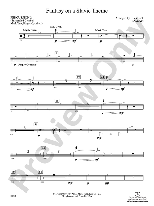 Fantasy on a Slavic Theme: 2nd Percussion: 2nd Percussion Part ...