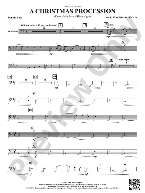 A Christmas Procession - Dona Nobis Pacem / Silent Night: String Bass ...